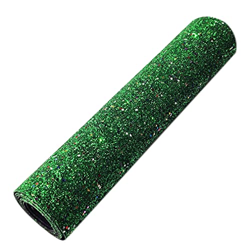 HYANG Christmas Green PU Faux Leather Sheets 1 Roll 12"X53"(30cmX135cm), Faux Leather Very Suitable for Crafts Making Leather Earrings, Bows, Handbag ,Sewing (Glitter)
