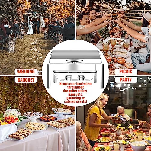 NCOEN Roll Top Chafing Dish Buffet-Set, 9QT Stainless Steel Chafing Server Set for Catering Commercial Chafers Buffet Warmer for Parties, Wedding, Banquet, Events Halloween (3 Pans)