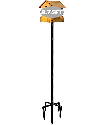 Garbuildman 105 Inch Bird Feeder Pole Kit, Heavy Duty Bird House Pole Set with 5-Forked Base, Adjustable Universal Mounting Post Kit for Outdoors, Matte Black, 1 Pack