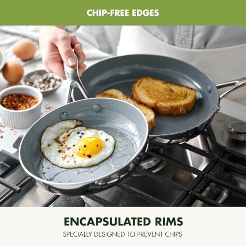 GreenPan Valencia Pro Tri-Ply Stainless Steel 8β and 10β Frying Pan Skillet Set, Healthy Ceramic Nonstick PFAS-Free PFOA-Free Coating, Multi Clad Cookware, Induction, Dishwasher Oven and Broiler Safe