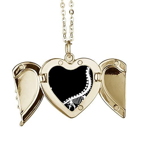 Dinosaur Bone Bones Vegetation Folded Wings Peach Heart Pendant Necklace