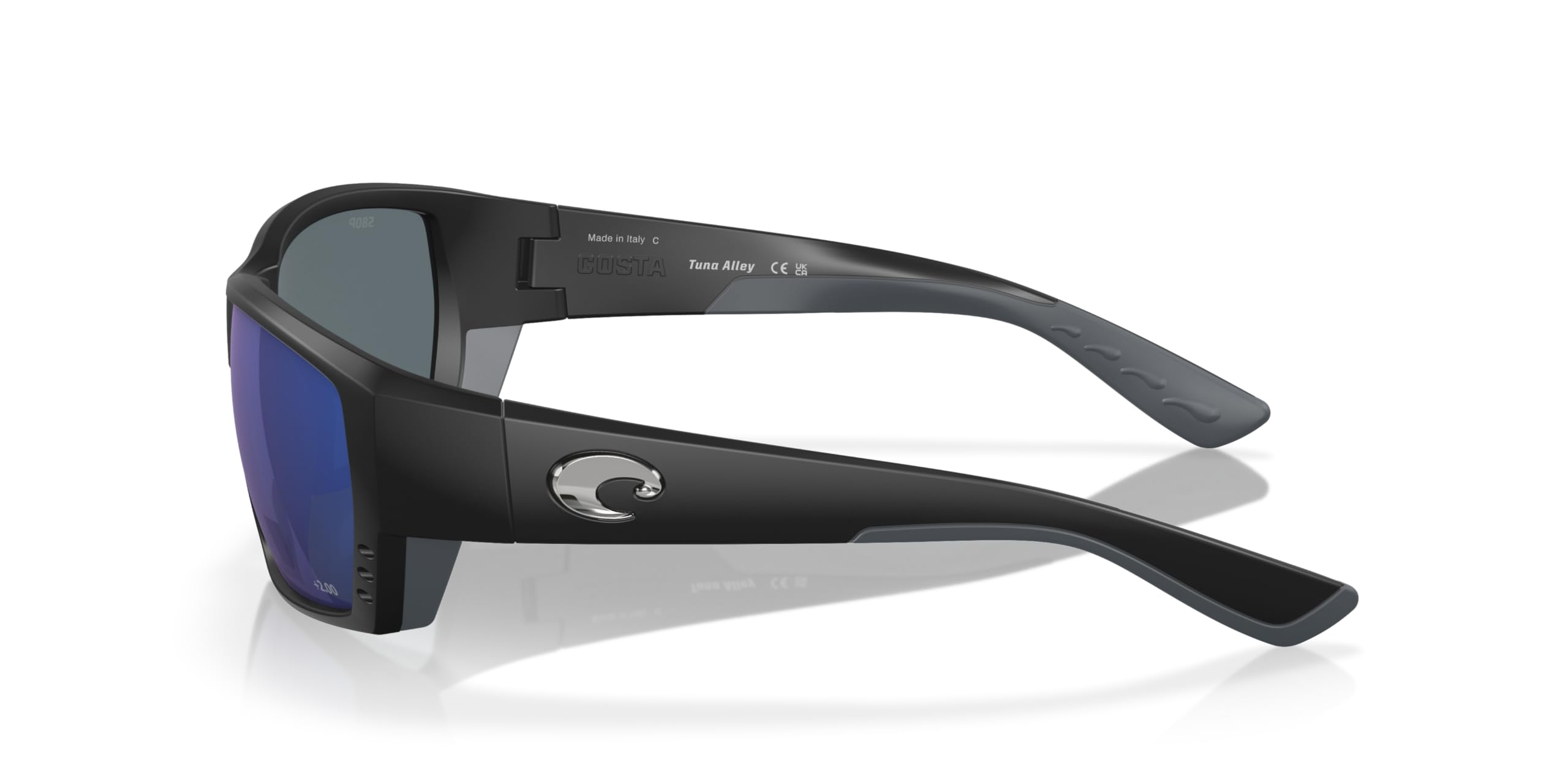 Costa Del Mar Man Sunglasses, Matte Black Frame - Blue Mirror Lenses - 62MM