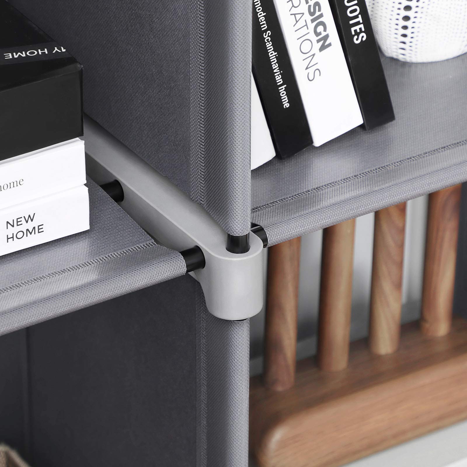SONGMICS 9-Cube DIY Storage Shelves, Open Bookshelf, Closet Organizer Rack, Non-Woven Fabric Cabinet, Gray ULSN45GY