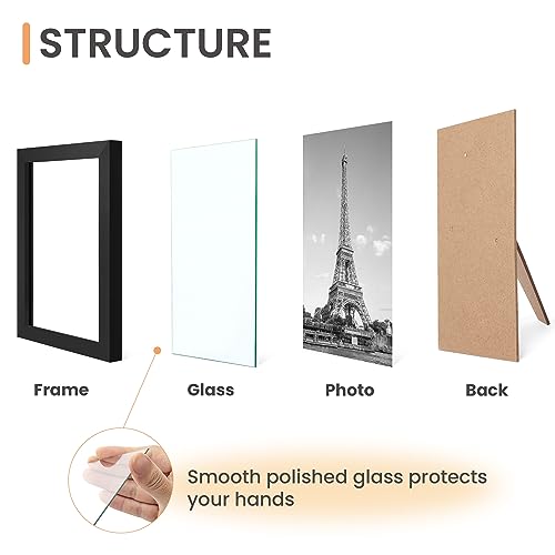 upsimples 5x7 Picture Frame with Real Glass,Bulk Photo Frames for Wall or Tabletop Display,Set of 17,Black