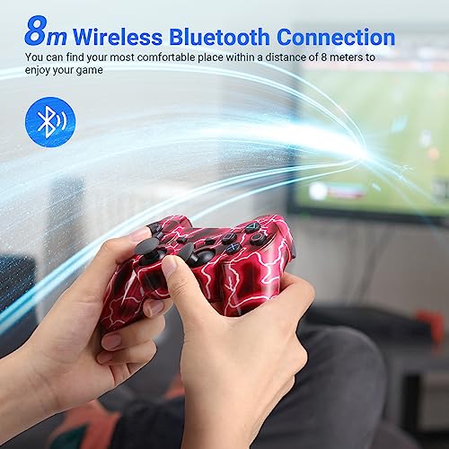 Powerextra Pro PS-3 Wireless Controller for Play-Station 3 with High Performance Upgraded Joystick Rechargeable Battery Double Shock for PS-3(Lightning + Galaxy)