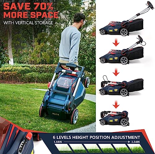PowerMax 84-Volt Lithium Battery Self-propelled Lawn Mower Cordless Brushless Motor Smart Cut (TM) 20-Inch 70mins Running Two 2.5AH Batteries Included - M010A00