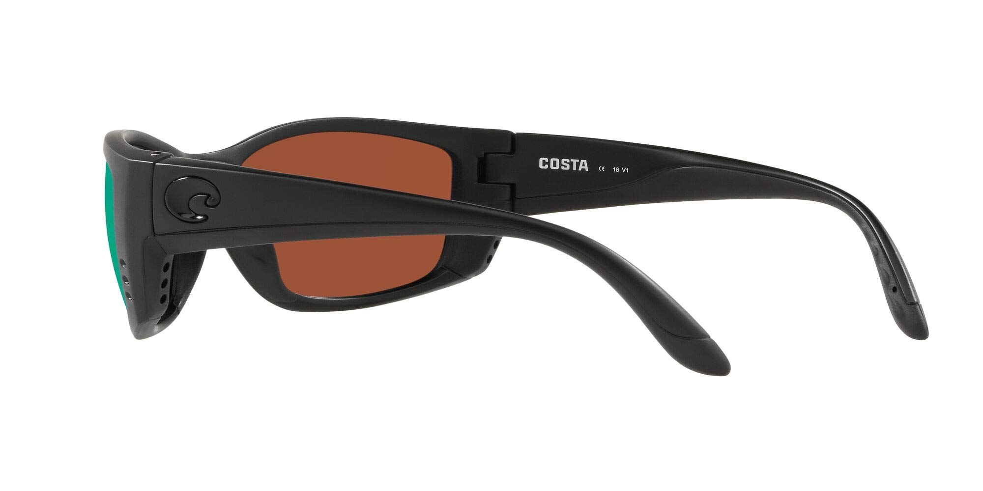 Costa Del Mar Mens Fisch Rectangular Sunglasses, Blackout/Sunrise Silver Mirrored Polarized-580P, 64 mm