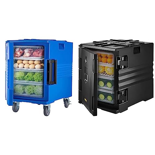 VEVOR Insulated Food Pan Carrier, 82 Qt Hot Box for Catering, LLDPE Food Box Carrier w/One-Piece Buckle & Insulated Food Pan Carrier, 82 Qt Hot Box LLDPE Food Box Carrier w/Double Buckles, Black