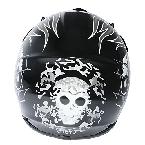 Tengchang DOT Youth Kids ATV Motocross Dirt Bike Black Skull Helmet w/Goggles+Gloves(L)