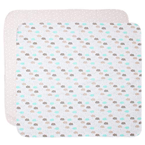 Cuddles & Cribs Baby Receiving Blankets – 100% Cotton Flannel Receiving Blankets - Clouds & Sparkles - Pack of 2-30 x 30 Inch