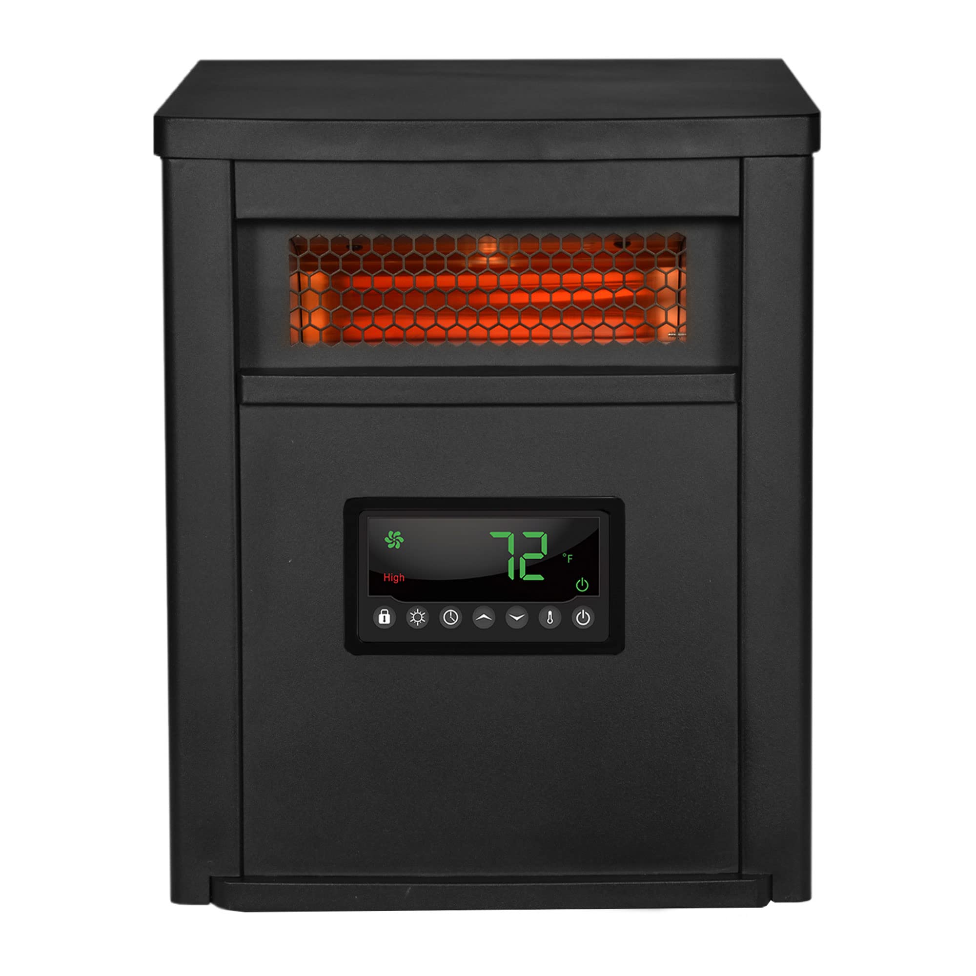 LifeSmart Infrared Quartz Space Heater, 8 Element 1500W Portable Heater with Remote, Black