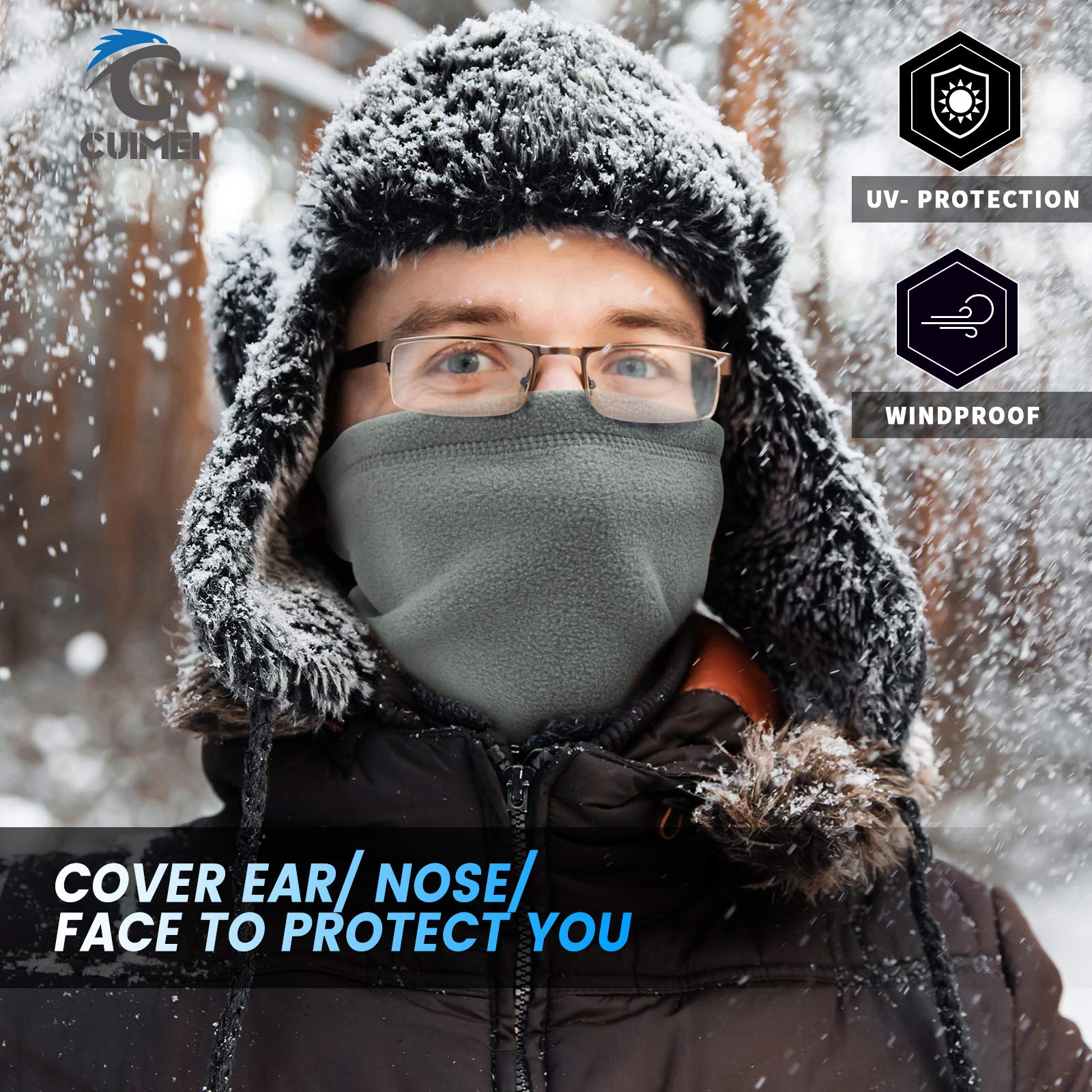 CUIMEI Fleece Neck Warmer Gaiter - Ski Face Mask Winter Neck Gaiter for Motorcycle Running Cycling