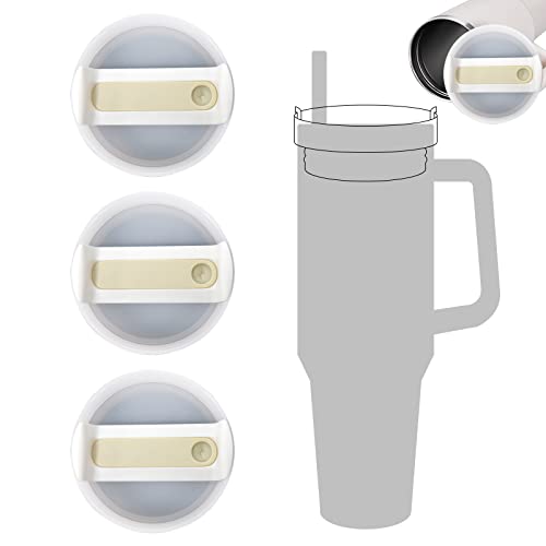 Tumbler Lids for Stanley Cups, 40 OZ Tumbler Lid Compatible for Stanley, 3 Pcs Non-Spill Lids for Stanley Cups, Spill Proof Lids for Stanley & More Coffee Cups, Reusable Spill Proof Lids (Beige)
