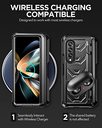 VIKEVINN for Galaxy Z Fold 3 Case with Hinge Protaction, Built-in Screen Protector & Kickstand & S Pen Holder, Full-Body Dual Layer Rugged Case for Samsung Galaxy Z Fold 3 5G(Black)