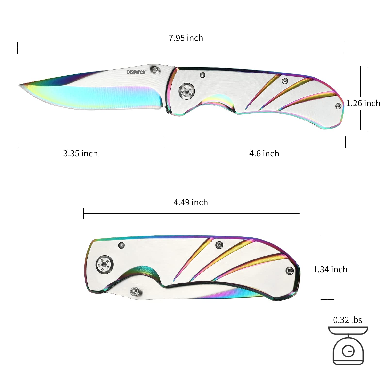 Dispatch Folding Pocket Knife with Stainless Steel Brushed Blade, Steel Handle, Liner Lock for Survival, Hunting, Tactical, Outdoor Camping EDC Tool