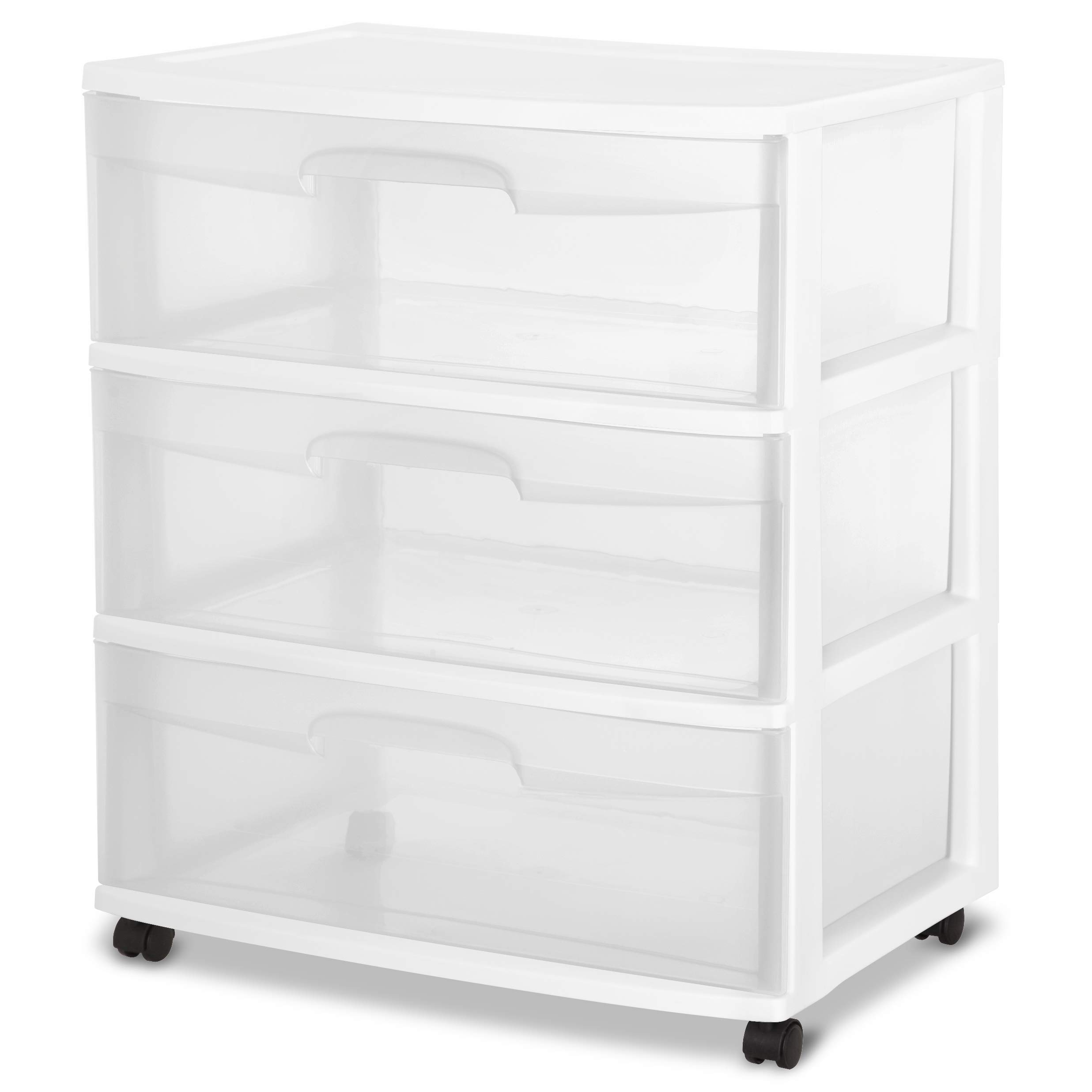 STERILITE CORP 29308001 Drawer Cart, 3-Drawer, Plastic Drawer, Clear