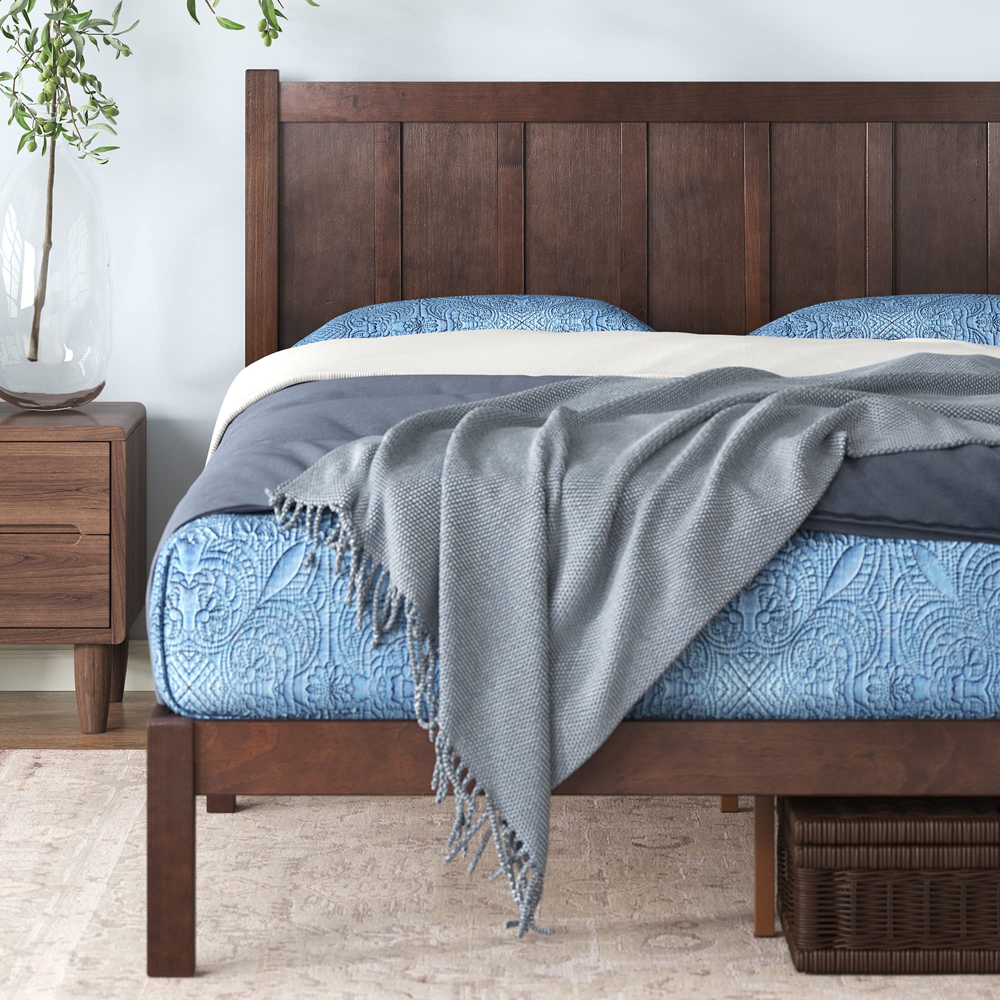 ZINUS Adrian Wood Rustic Style Platform Bed with Headboard, No Box Spring Needed, Wood Slat Support, King