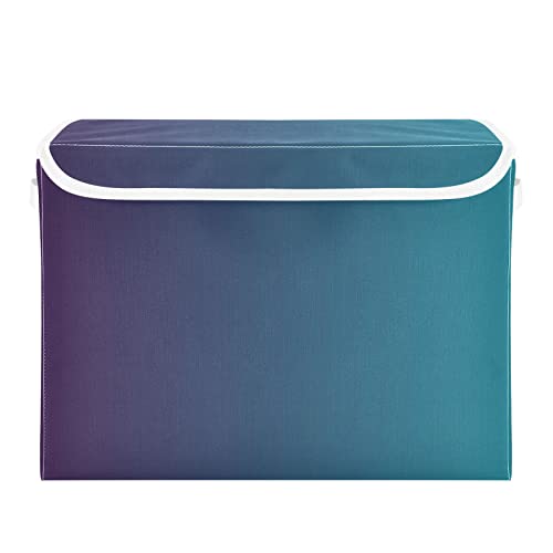innewgogo Blue Gradient Storage Bins with Lids for Organizing Decorative Callapsible Storage Basket with Handles Oxford Cloth Storage Cube Box for Pets Toys