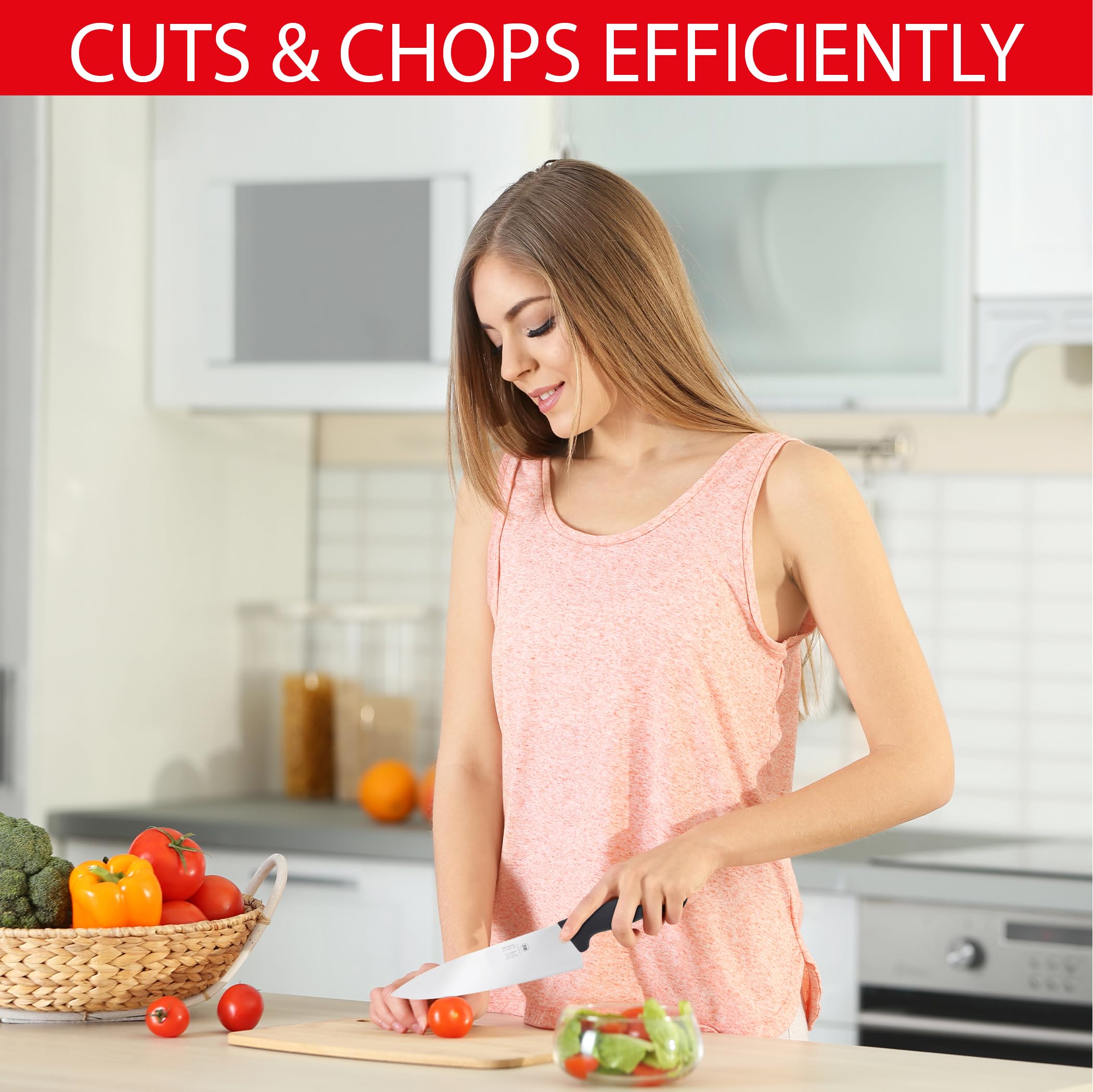 Light 'n' Mighty 8-Inch Chef Knife, Razor Sharp Kitchen Knife, Carbon Stainless Steel Knife, Perfect as Chopping Knife, Meat Knife or Slicing Knife | Very Sharp Knife, Cuts Everything With a Touch.
