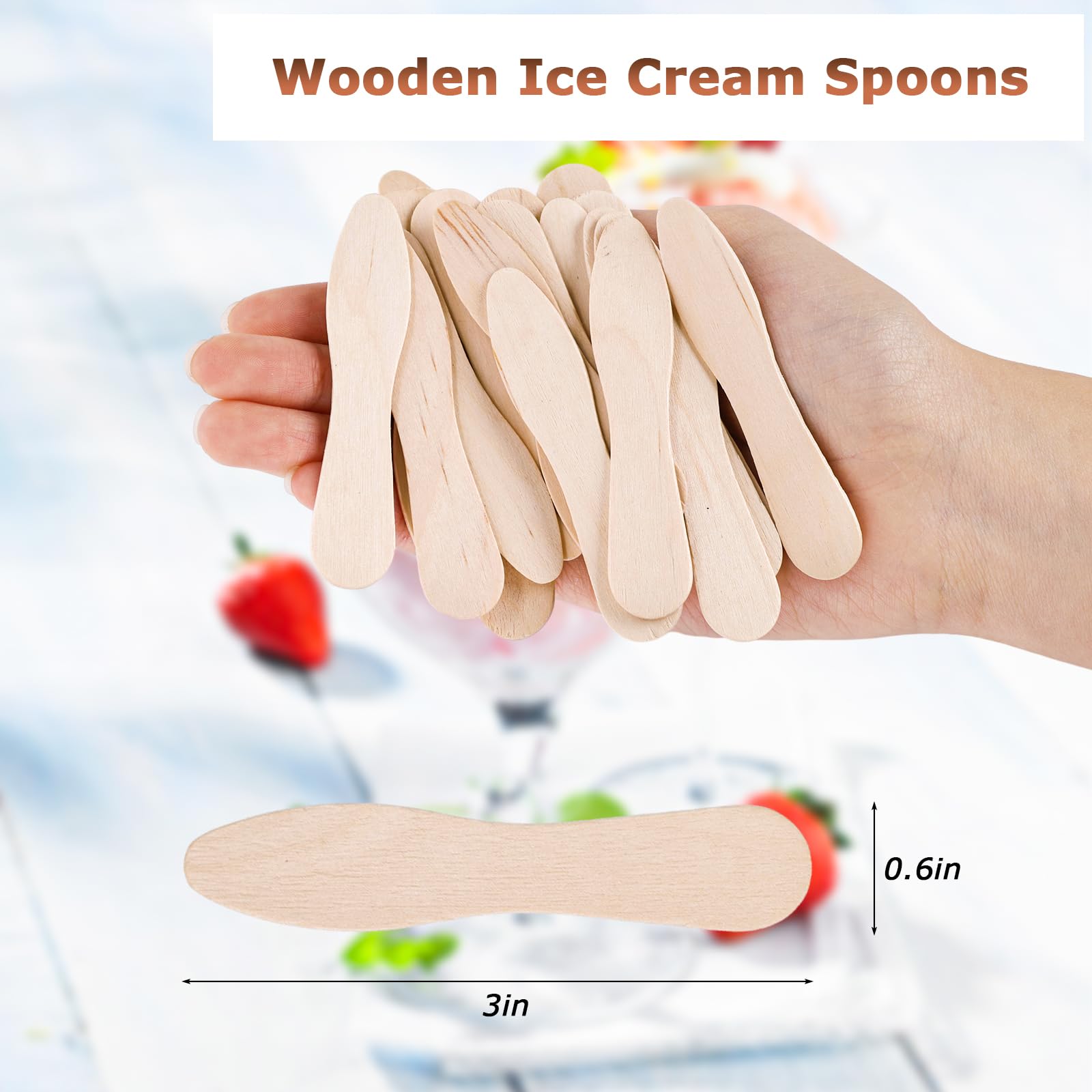 HANSGO 400PCS Wooden Ice Cream Spoons, Mini Tasting Spoons Wooden Small Dessert Spoons Sample Spoons for Crafts Tasting Sampling