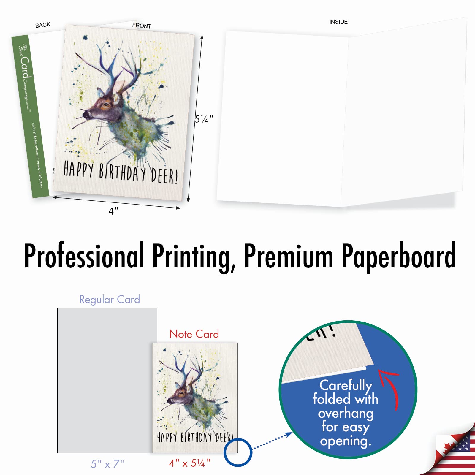 The Best Card Company - 10 Blank Happy Birthday Note Cards - Assorted Bulk Cute Humorous Animal Pun Birthday Greeting Cards Boxed Set (4 x 5.12 Inch) - Wildlife Expressions M2954BDB