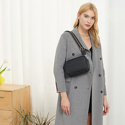 DIVCIDLC Small Crossbody Bag with Wide Guitar Strap Camera Purse Shoulder Handbag Satchel, Black