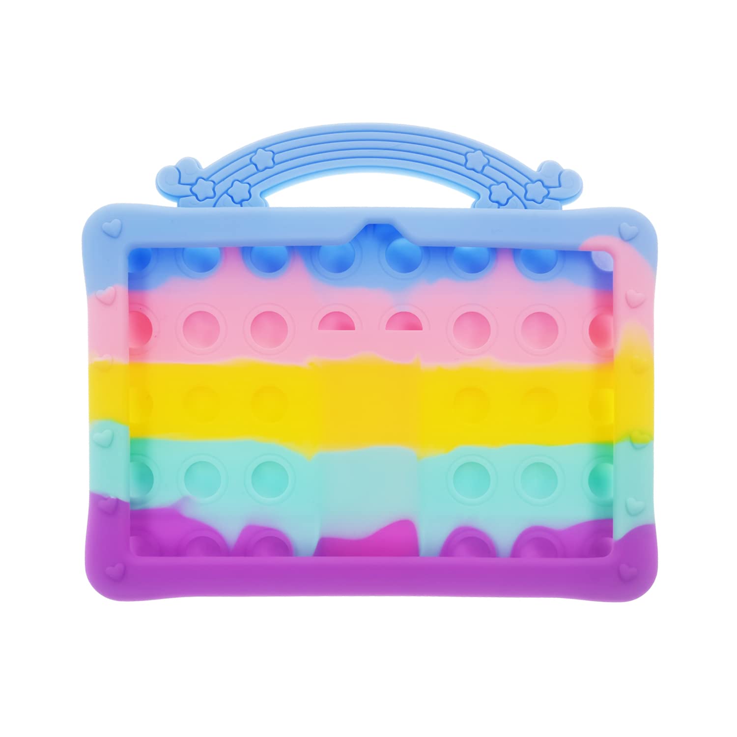 LUSTAM Pop it Case for All New Amazon Fire HD 10 and Fire HD 10 Plus Tablet (11 Generation, 2021 Release), Fidget Poppers Pop its Poppet Slim Kickstand Silicone Handle Kids Friendly Protective Cover