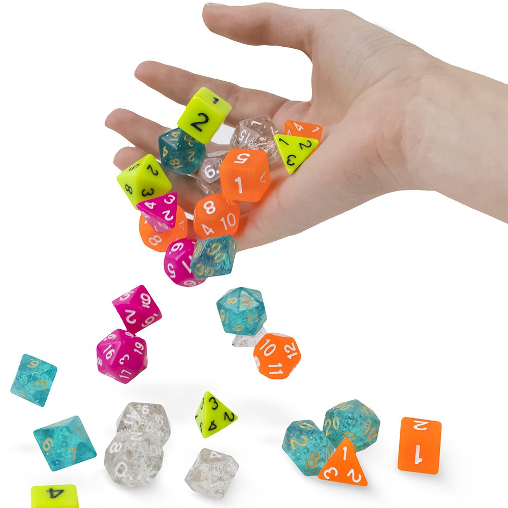 Wiz Dice Series III - Polyhedral Dice Set for Tabletop RPG Adventure Games with a Dice Box - DND Dice Set, Suitable for Dungeons and Dragons, MTG and Dice Games Alike - Dreamless Night - 7 ct