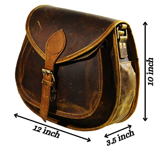 Satchel And Fable Handmade Women Leather Vintage Brown Cross Body Shoulder Bag (Small, Brown)