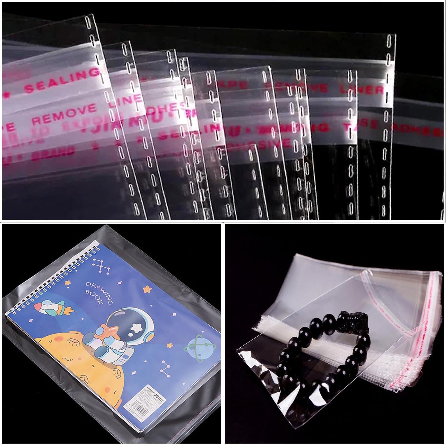 LonlyEagle 200 Pcs 5-1/2'' x 6-1/2'' Self Sealing Cellophane Bags,Clear Cellophane Cello Bags,Fit 5 X 6 Inch Cards Photos, A7 Envelopes Candy,Self Adhesive for Packaging Gifts,Cookies,
