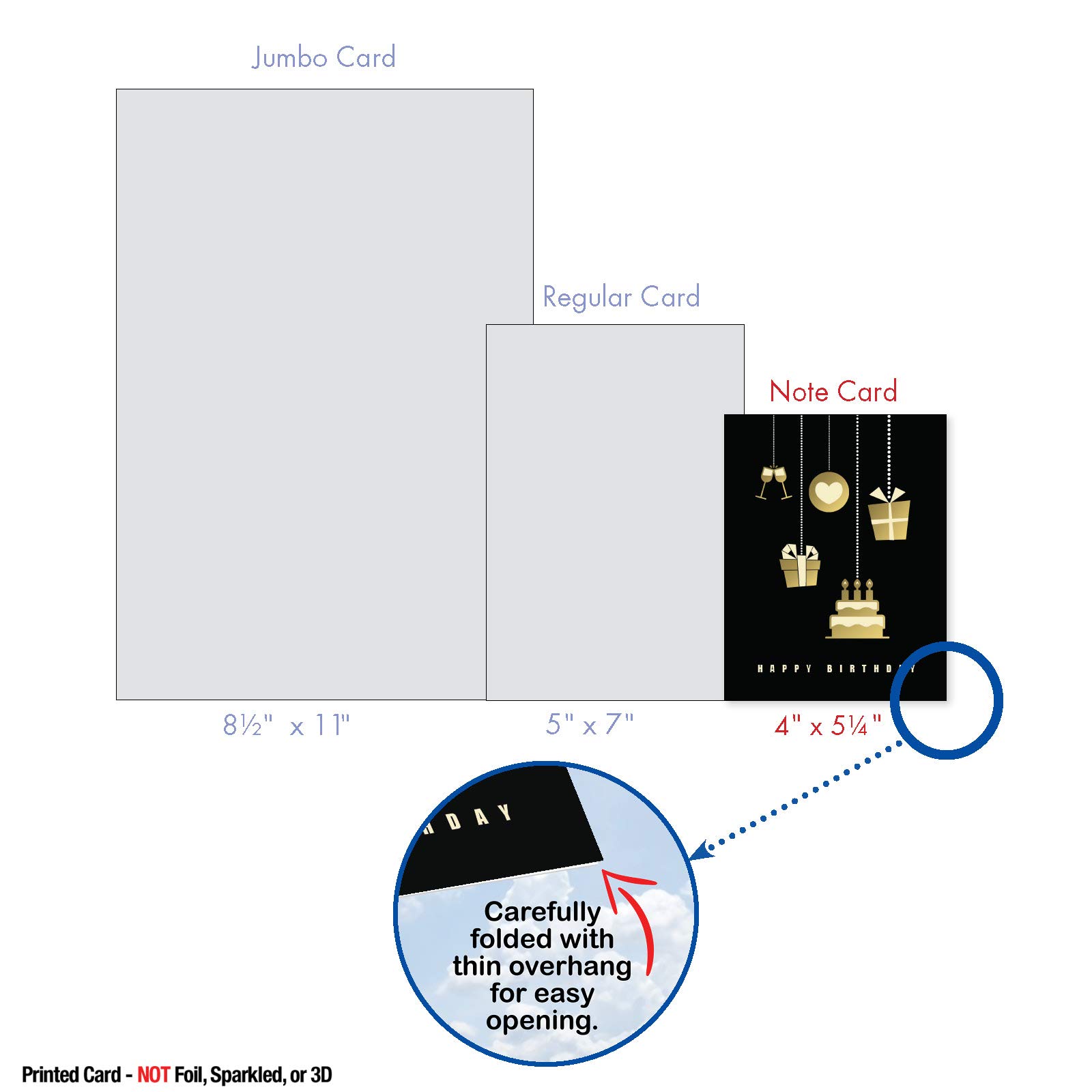 The Best Card Company - 10 Birthday Note Cards Boxed (4 x 5.12 Inch) - Celebration Candles and Cake, Notecards Assorted (Not Gold Foil) - Elegant Event AM6723BDG-B1x10