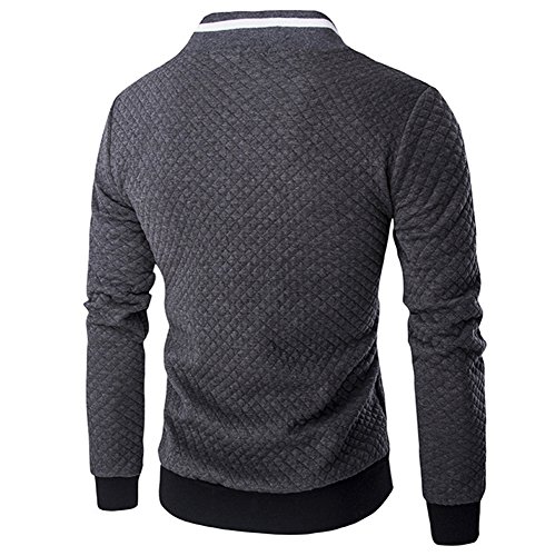 Thenlian Mens' Long Sleeve Plaid Cardigan Zipper Sweatshirt Tops Jacket Coat Outwear(L, Dark Gray )