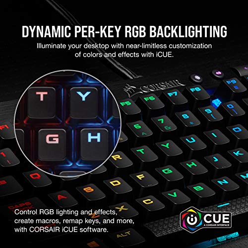 Corsair K65 LUX RGB Compact Mechanical Keyboard - USB Passthrough & Media Controls - Linear & Quiet - Cherry MX Red - RGB LED Backlit
