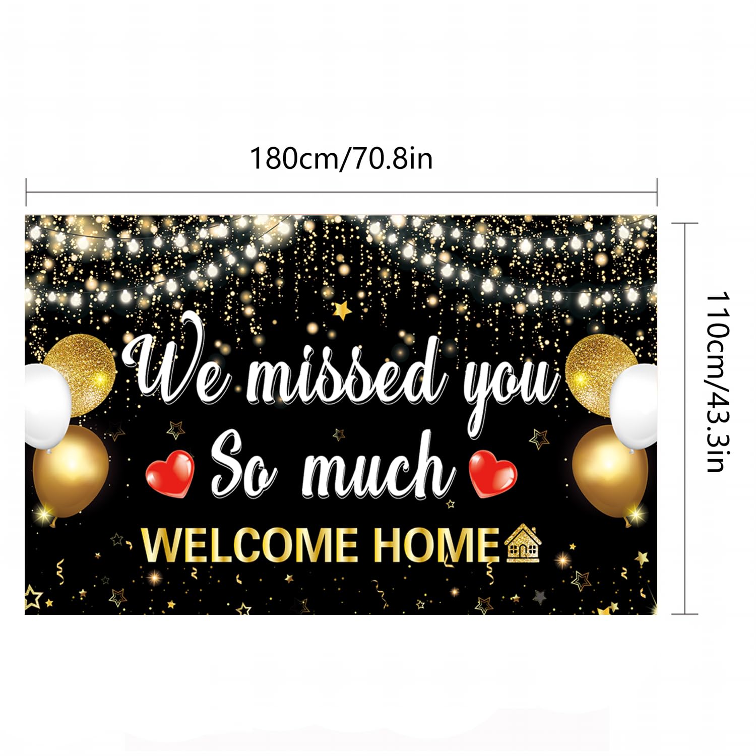 LOONELO Welcome Home Backdrop Banner Decorations with 70.8"X43.3",We Missed You So Much Backdrop Photo Booth Props, Welcome Home Sign for Graduation Retirement Military Army Homecoming Decorations