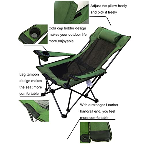 FHDGH Adults Heavy Duty Portable Folding Camping Chair with Cup Holder Pillow and Carry Bag (Color : E, Size : As Shown)