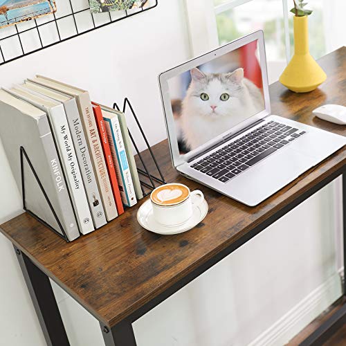 VASAGLE Narrow, Bar Table with Sturdy Metal Frame, Easy Assembly, Industrial Design, 15.7 x 47.2 x 39.4 inches, Rustic Brown