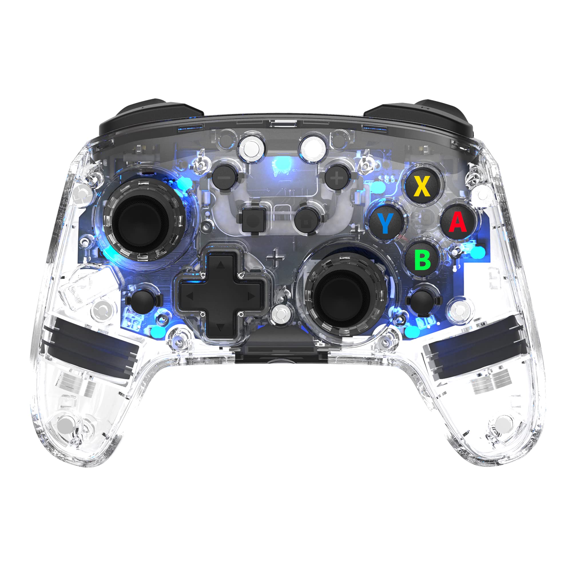 FONLAM Switch Controller, All Compatible with Android/iOS/PC, RGB light, Replaceable top cover, Macro Function, Game Controller, Bluetooth connection, One-button sleep release, Wireless pro controller, Manual/Automatic continuous fire, Continuous fire/Vib