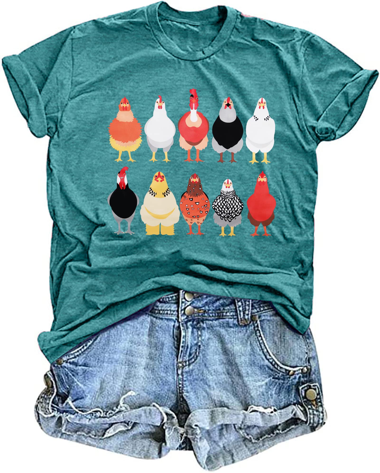 Chicken Shirt for Women Farm Life T Shirt Funny Chicken Graphic Tee Shirts Casual Love Chickens Tops
