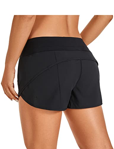 CRZ YOGA Women's Quick Dry Workout Running Shorts Mesh Liner - 2.5'' Drawstring Sport Gym Athletic Shorts Zip Pocket Black Small