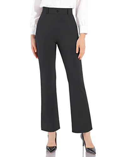 PMIYS Stretchy Dress Pants for Women Bootcut Yoga Pants Wide Leg Work Pant with Pockets XX-Large Black