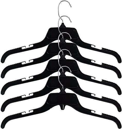 Hangon Recycled Plastic with Notches Shirt Hangers, 17 Inch, Black, 50 Pack