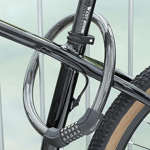Combination Bicycle Lock | Anti-Theft Portable 5 Digit Lock | Cable Locks, for Electric Vehicle, Mountain, Scooter, and Motorcycles Buogint