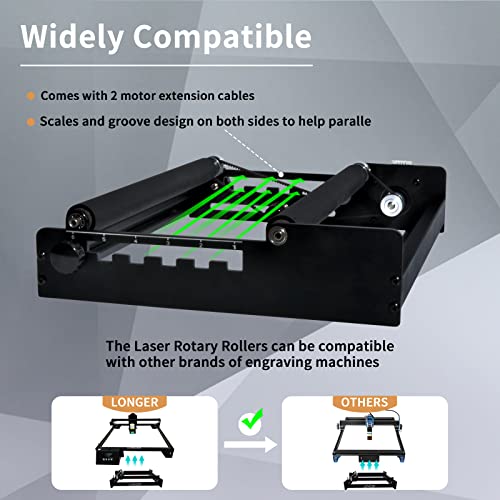 Longer Laser Engraver Rotary Roller, a Good Partner for Laser Engraving Machine, Y-axis Laser Engraver Attachment 360° Rotation, 6-100mm Engraving Space, Compatible with Other Brands of Engraver