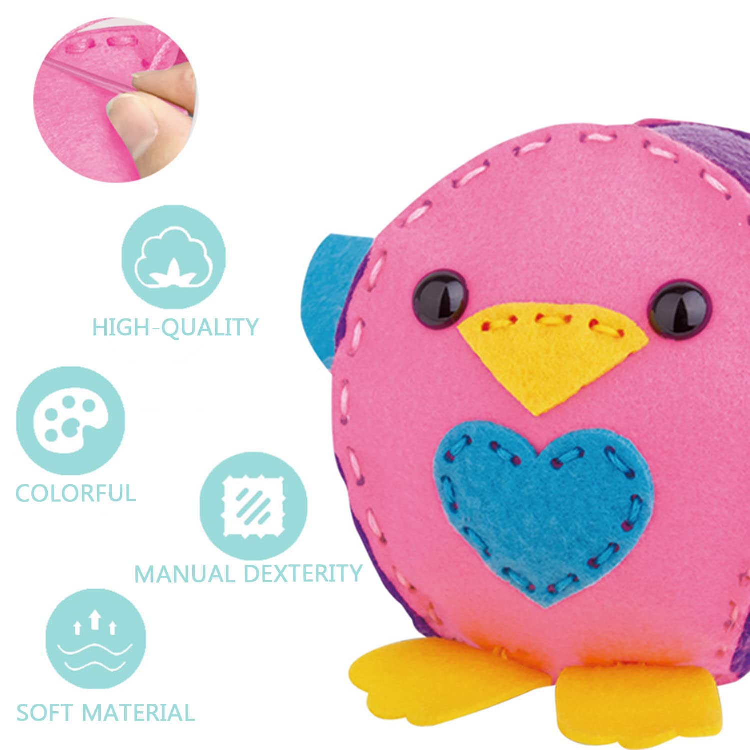 DBlosp Beginner Sewing Kit for Kids - Sew Your Own Doll - Beginner My First Art & Craft,Gift for Girls and Boys, Learn to Sew, Embroidery (Owl )