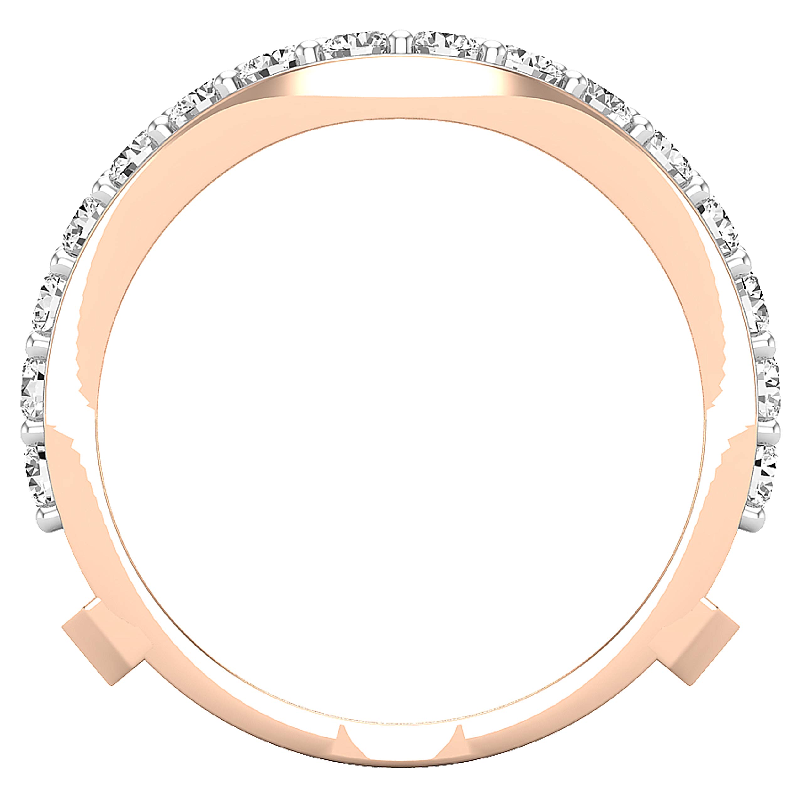 Dazzlingrock Collection 1.75 Carat (ctw) Round Lab Grown Diamond Ladies Wedding Enhancer Guard Double Ring, 10K Rose Gold, Size 6.5