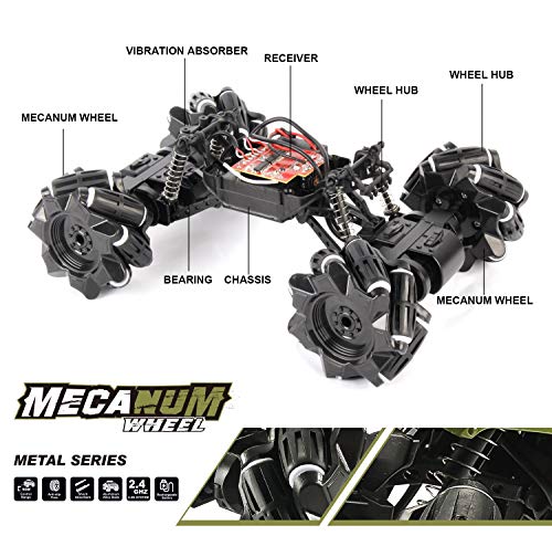 LOOZIX 1:16 Alloy Gesture Sensing Remote Control Car, Hand Controlled 360° Rotating 4WD 2.4Ghz RC Monster Trucks Stunt Vehicle Rechargeable Batteries for Kids
