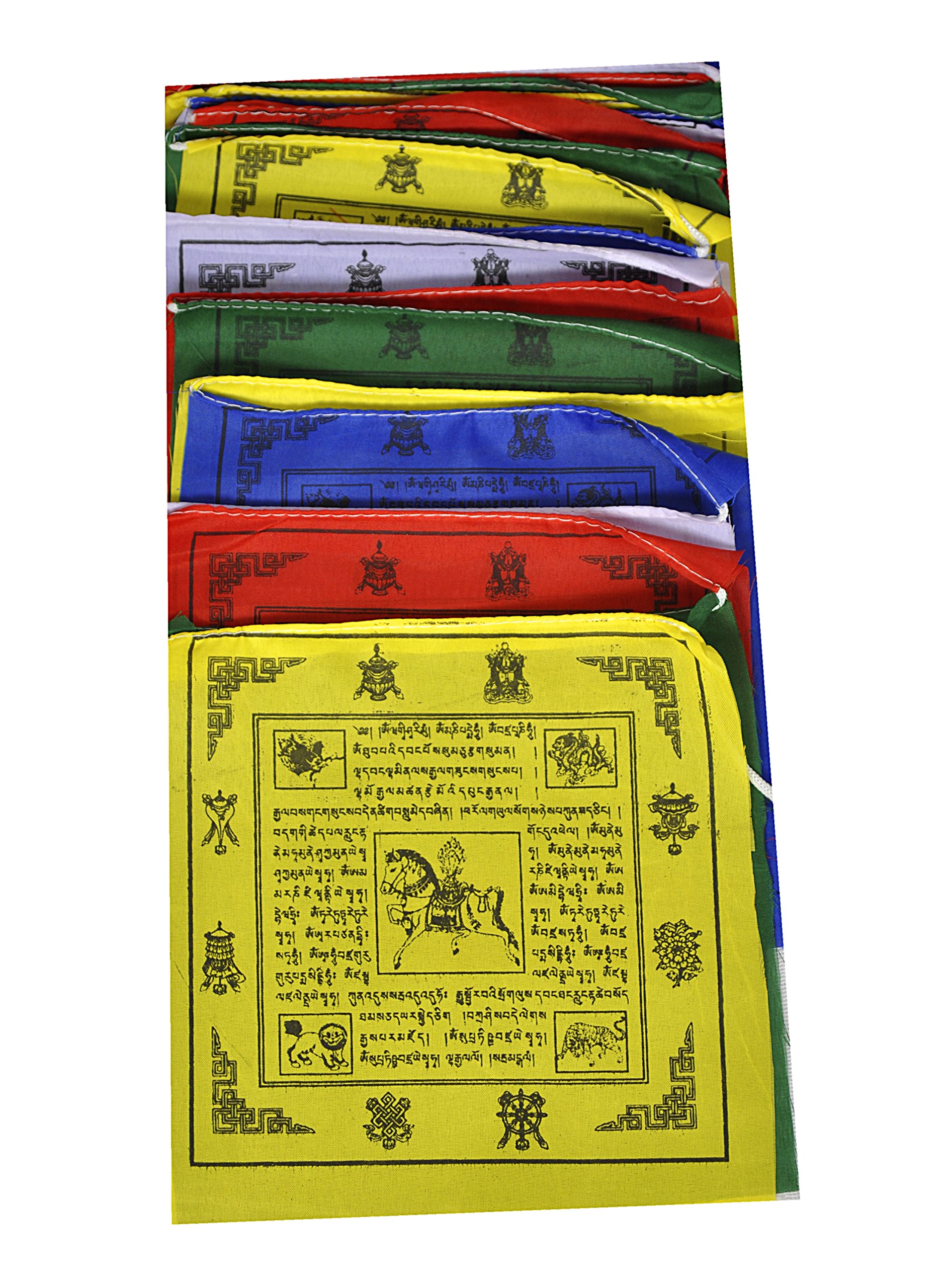 Tibetan Buddhist Prayer Flags 8 Inch, Set of 25 Flags - Om Mani Padme Hum Mantra