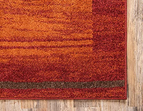 Unique Loom Autumn Collection Modern Contemporary Casual Abstract Area Rug, Rectangular 5' 0 x 8' 0, Terracotta/Burgundy Border