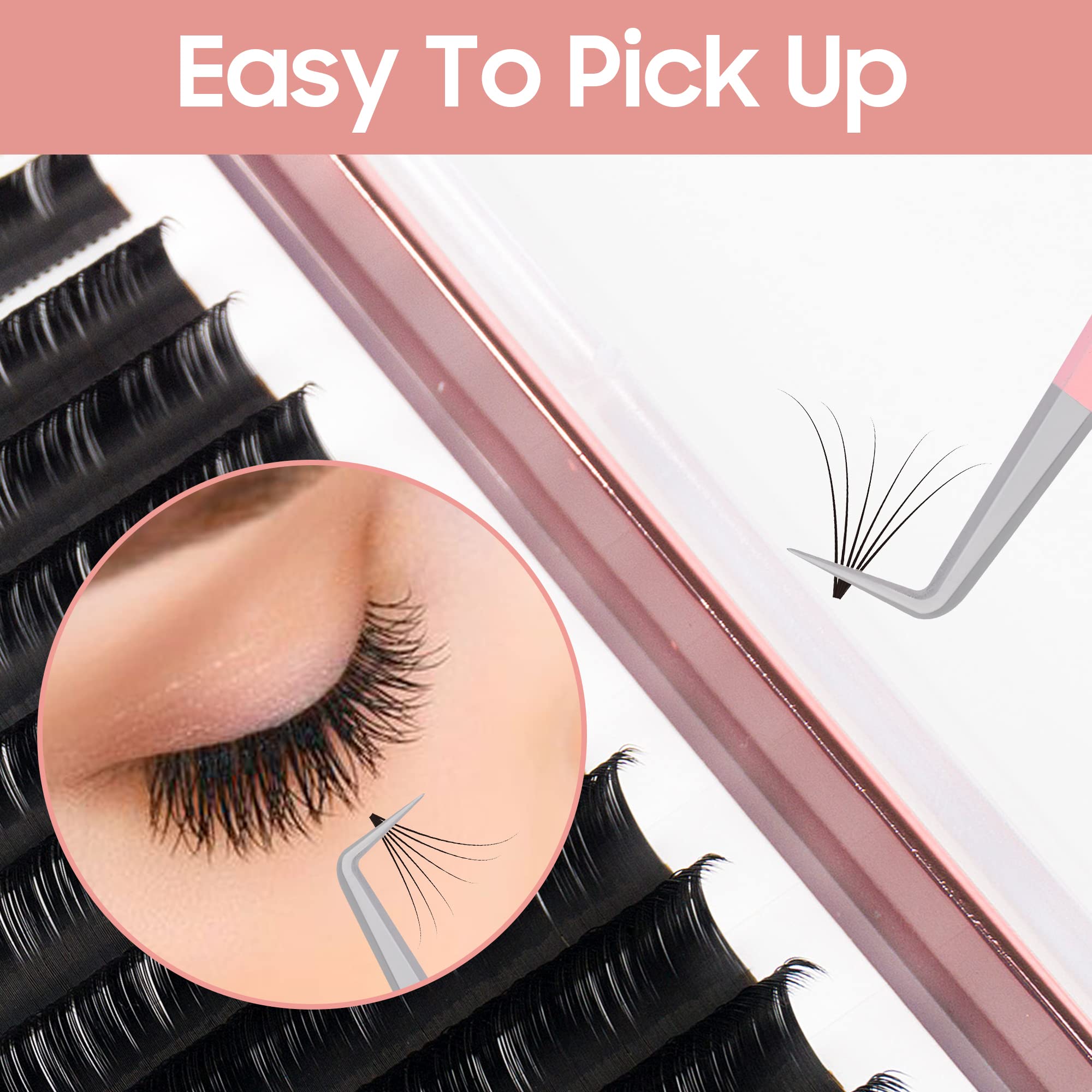 Fiber Tip Lash Tweezers for Eyelash Extensions, Professional Stainless Steel Lash Extension Tweezers for Volume Fan, Precision Supplies Work Best Tool(90 Degree)