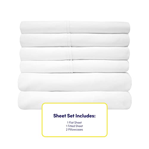 Twin Size Bed Sheets - 4 Piece 1500 Supreme Collection Fine Brushed Microfiber Deep Pocket Twin Sheet Set Bedding - 1 EXTRA PILLOW CASES, GREAT VALUE, Twin, White